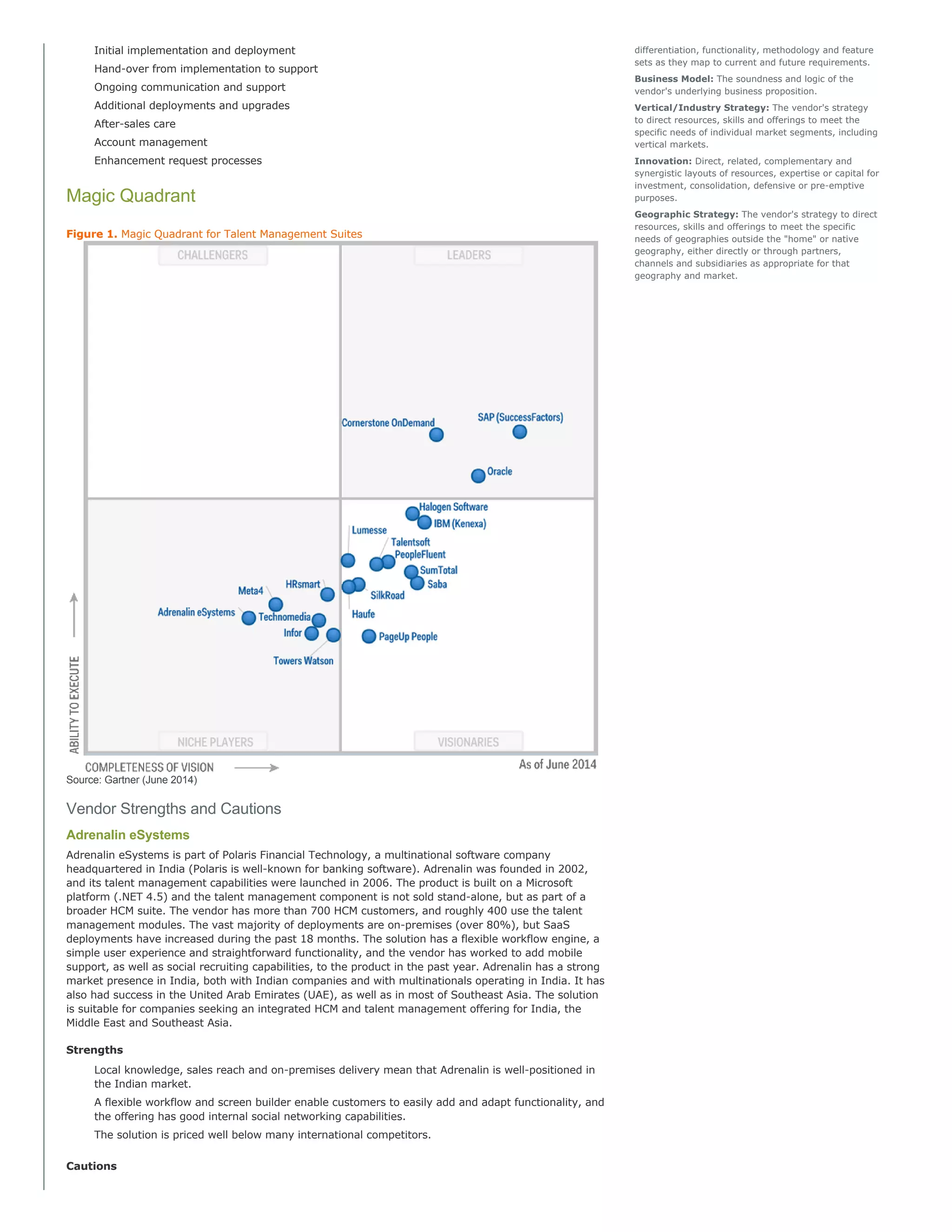 G06.2014 magic quadrant for talent management suites | PDF | Sales ...