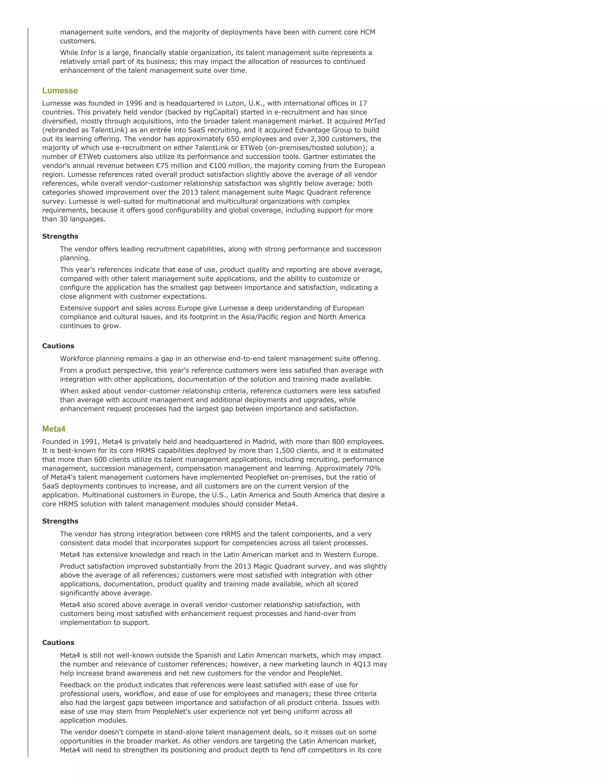G06.2014 magic quadrant for talent management suites | PDF | Sales ...