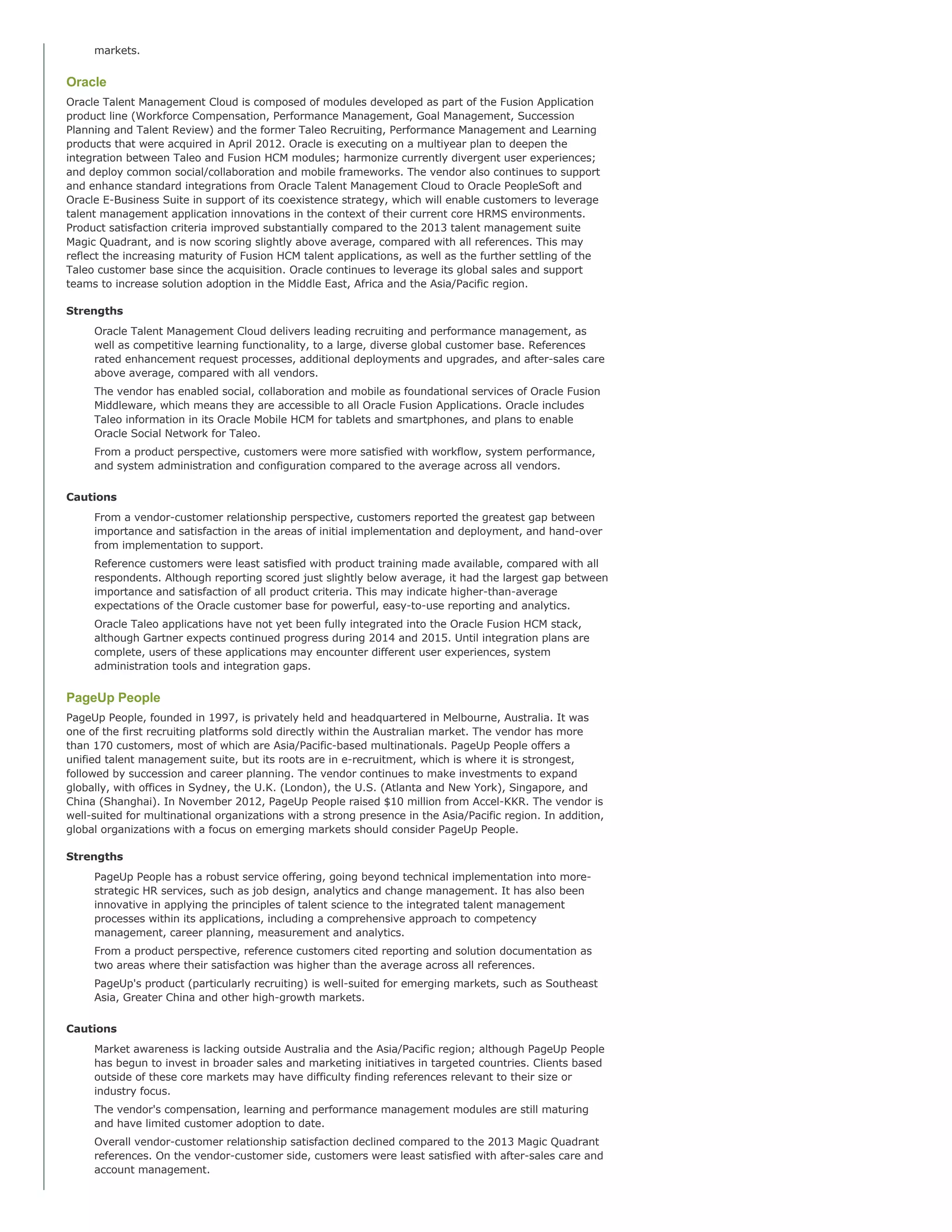 G06.2014 magic quadrant for talent management suites | PDF | Sales ...