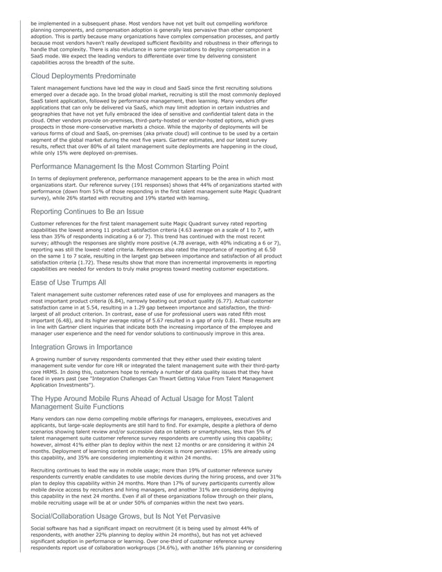 G06.2014 magic quadrant for talent management suites | PDF | Sales ...