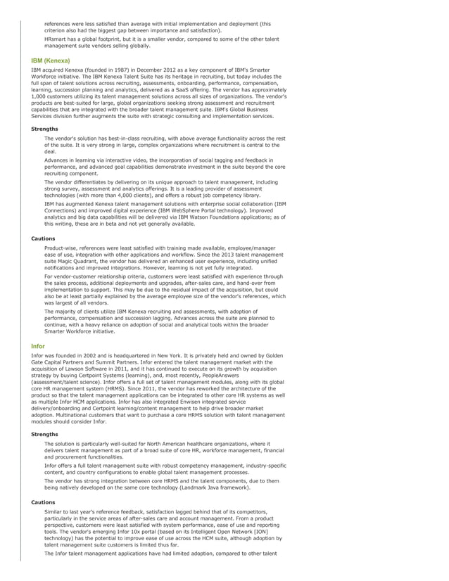 G06.2014 magic quadrant for talent management suites | PDF | Sales ...