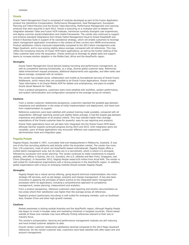 G06.2014 magic quadrant for talent management suites | PDF | Sales ...