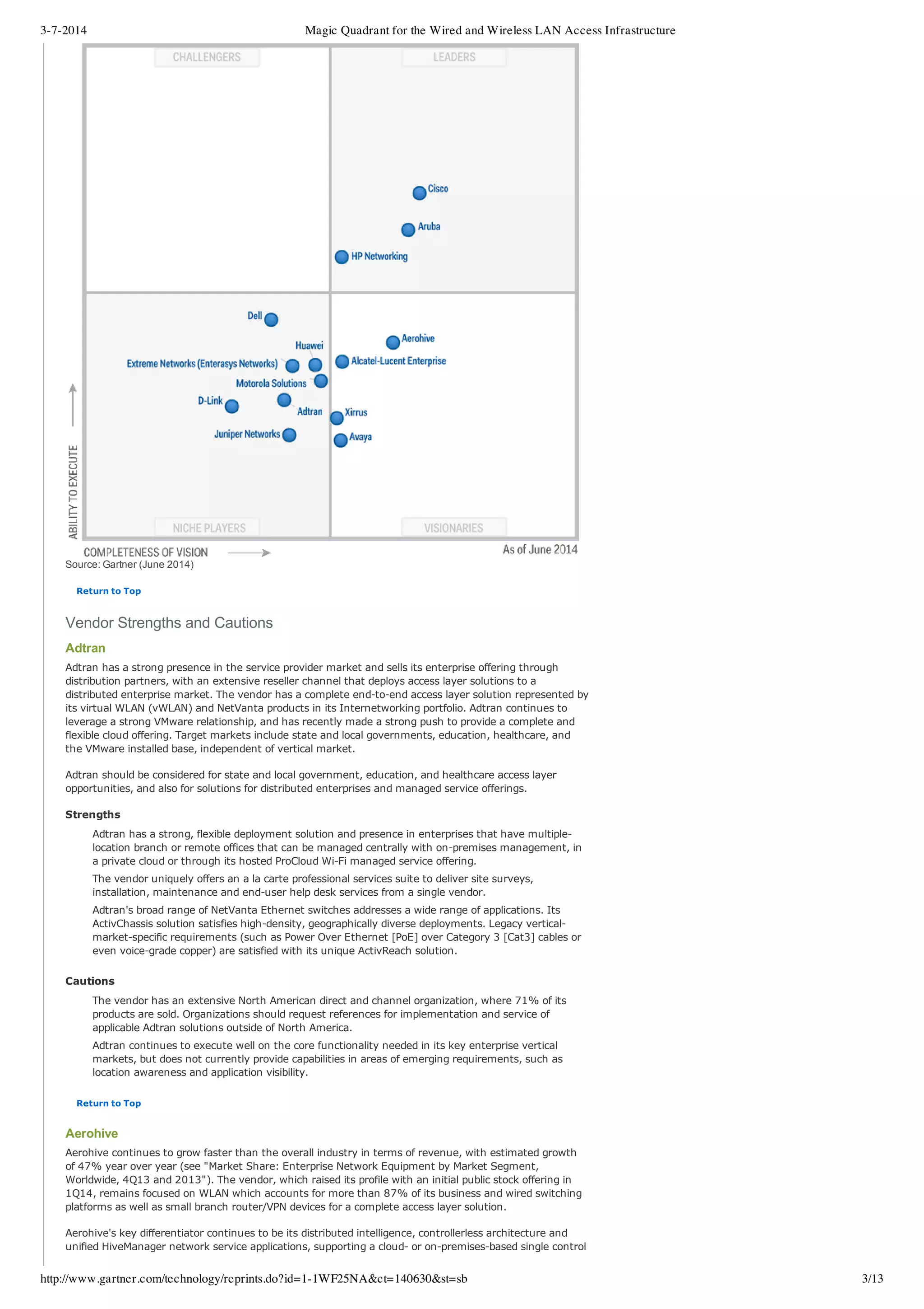 G06.2014 magic quadrant for the wired and wireless lan access ...