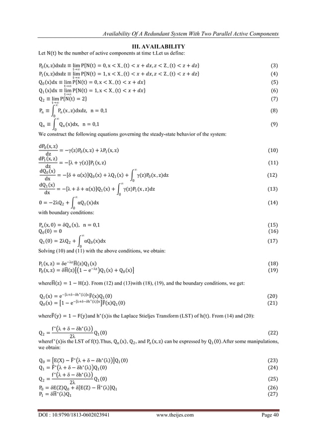 Availability of a Redundant System with Two Parallel Active Components | PDF