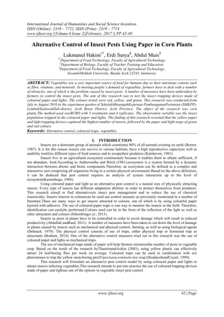 Alternative Control of Insect Pests Using Paper in Corn Plants | PDF