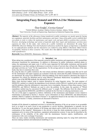 Integrating Fuzzy Dematel and SMAA-2 for Maintenance Expenses | PDF