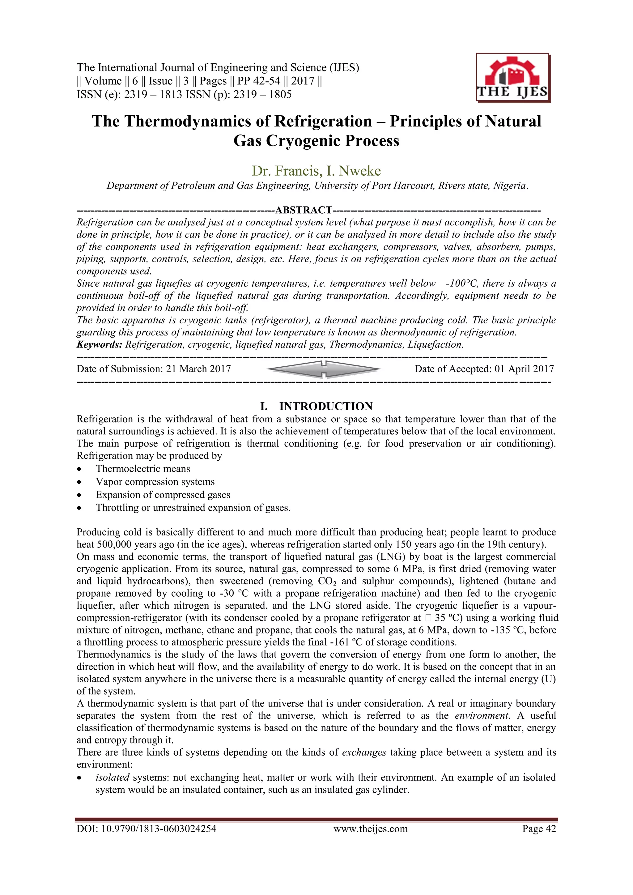 The Thermodynamics of Refrigeration – Principles of Natural Gas Cryogenic Process | PDF