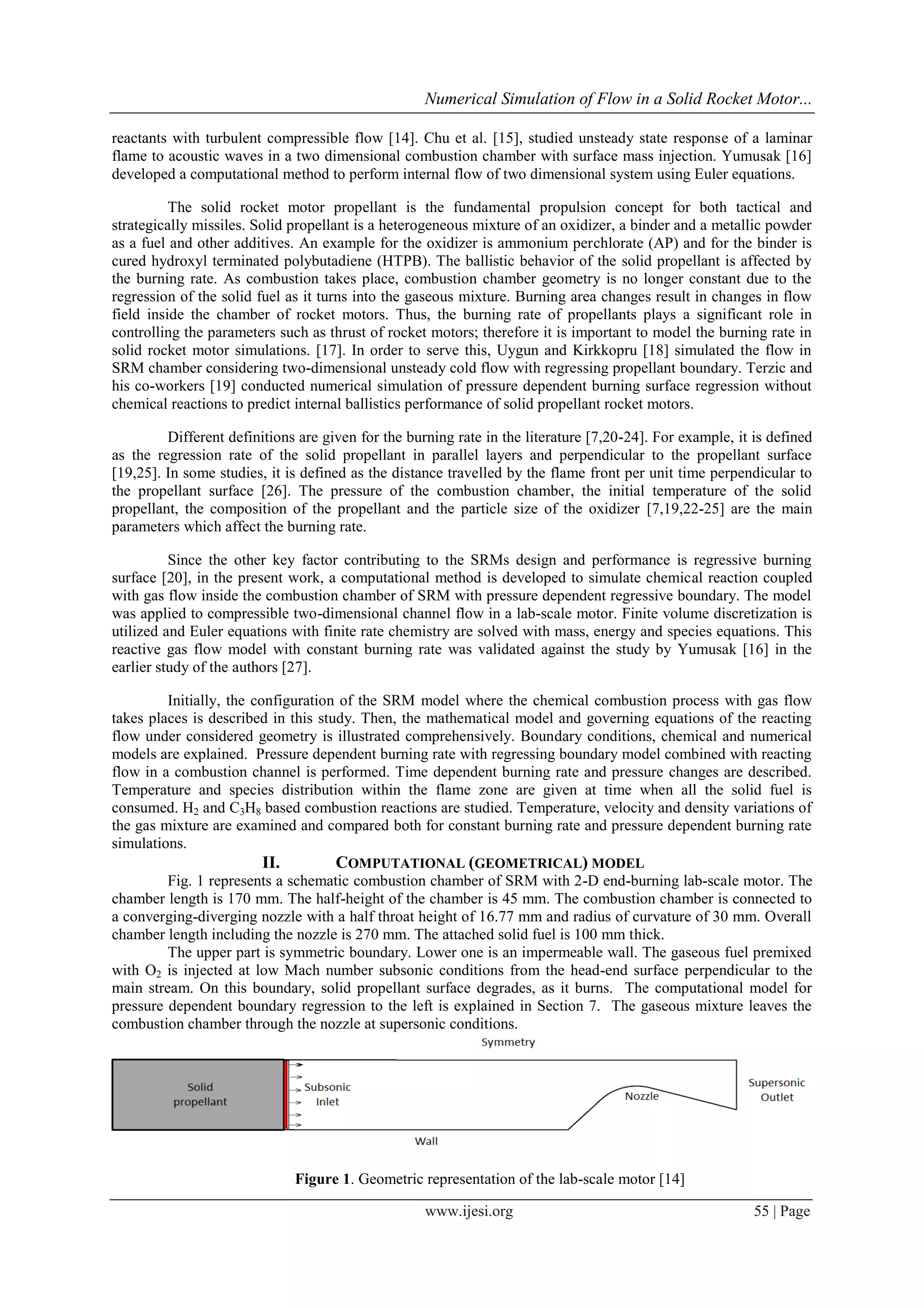 Numerical Simulation of Flow in a Solid Rocket Motor: Combustion Coupled Pressure Dependent ...