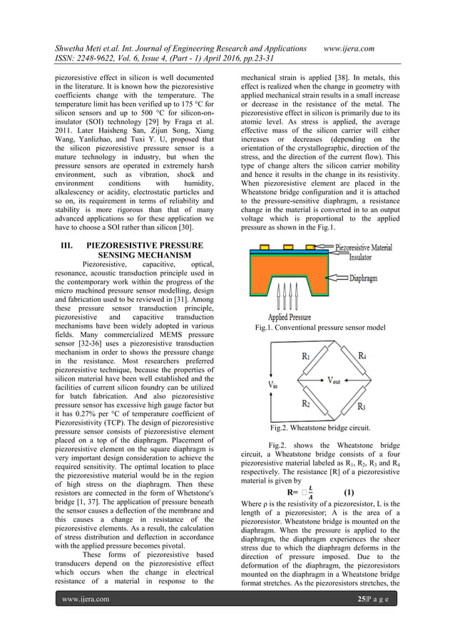 MEMS Piezoresistive Pressure Sensor: A Survey | PDF