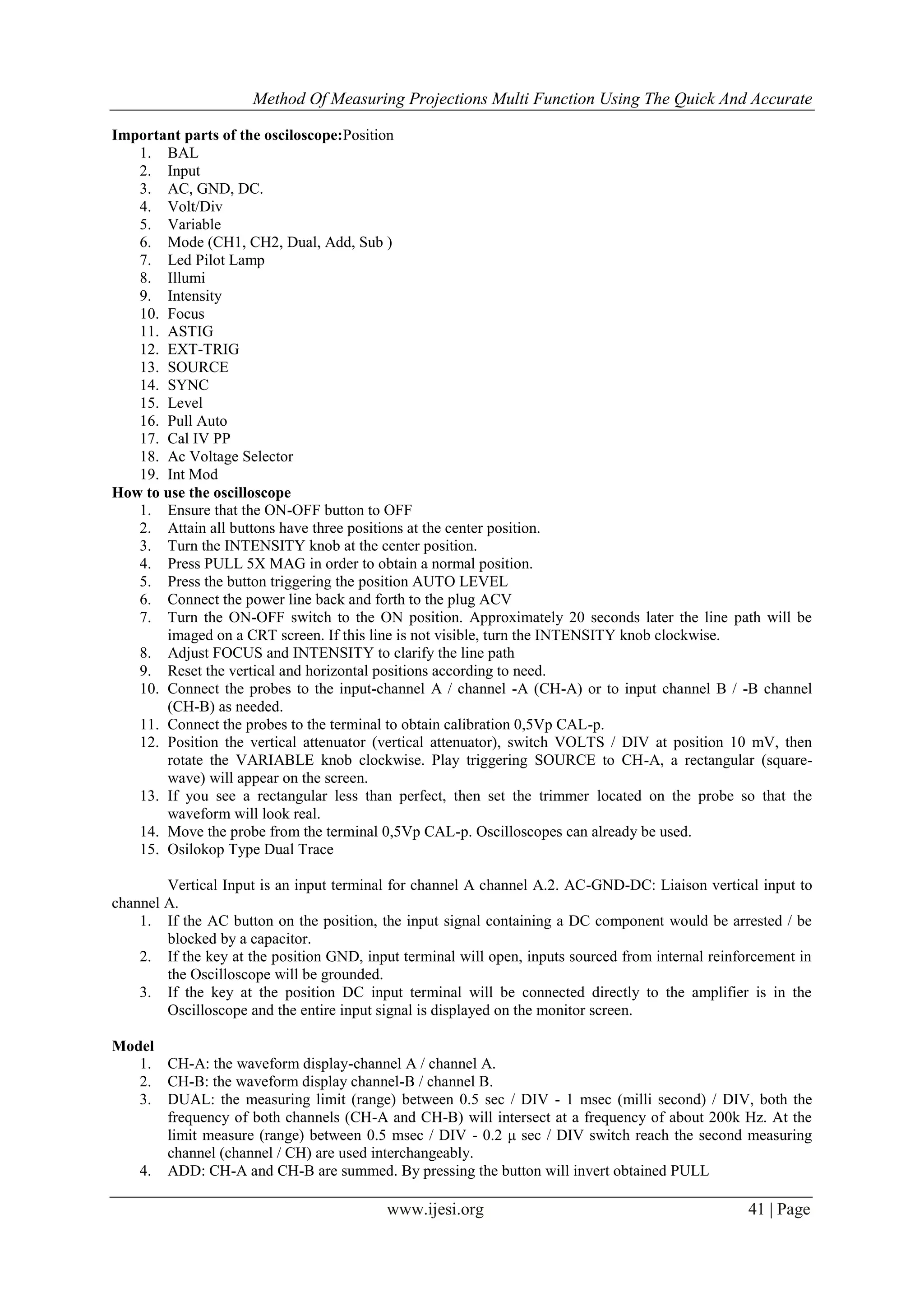 Method Of Measuring Projections Multi Function Using The Quick And ...