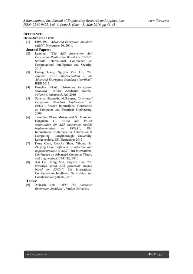Fpga Implementation Of An Area Optimized Architecture For 128 Bit Aes Algorithm Pdf