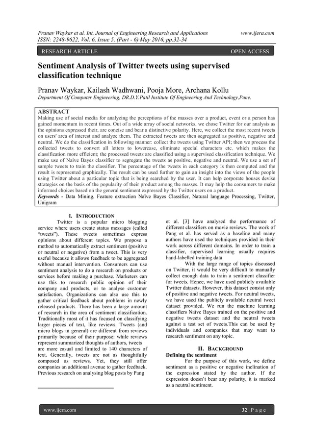 Sentiment Analysis Of Twitter Tweets Using Supervised Classification 2025