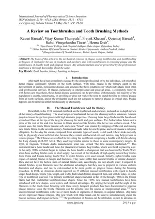 A Review on Toothbrushes and Tooth Brushing Methods | PDF | Oral care | Personal Care