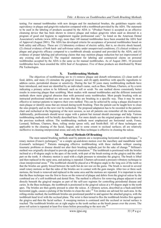 A Review on Toothbrushes and Tooth Brushing Methods | PDF | Oral care ...
