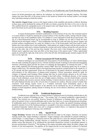 A Review on Toothbrushes and Tooth Brushing Methods | PDF