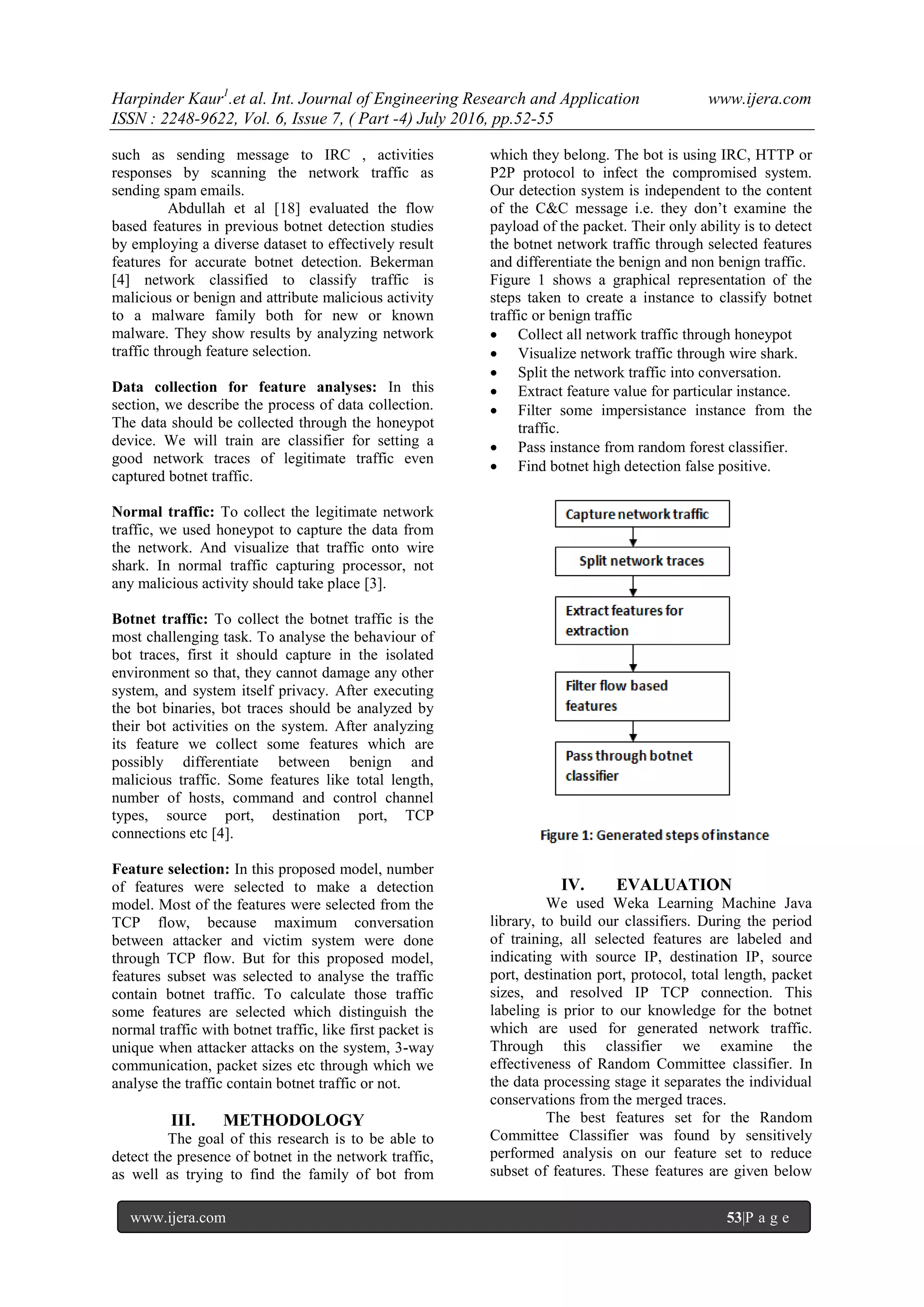 Towards Botnet Detection Through Features Using Network Traffic