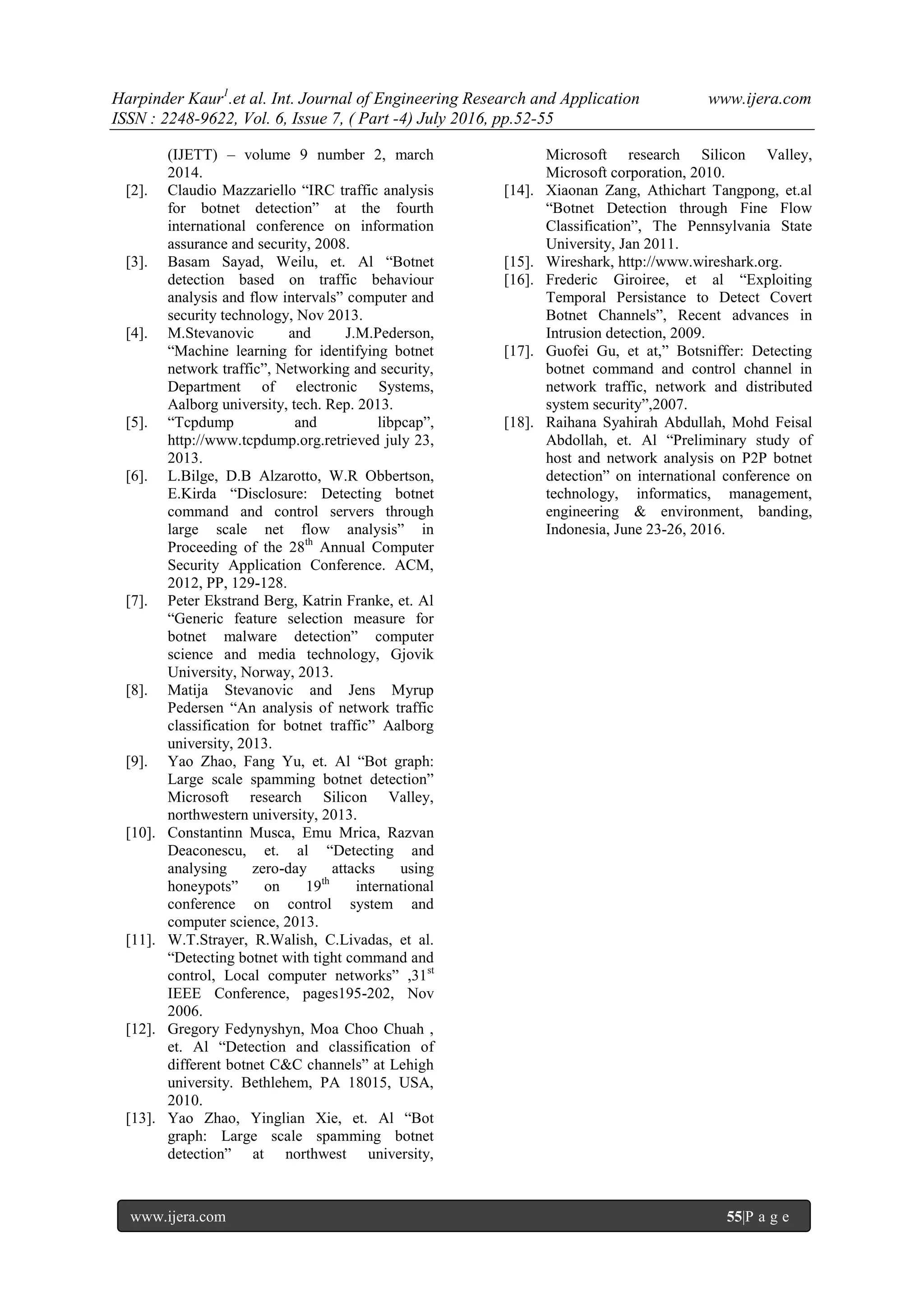 Towards Botnet Detection Through Features Using Network Traffic Classification Pdf