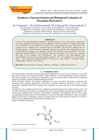 Synthesis, Characterization and Biological Evaluation of Oxazolone Derivatives | PDF