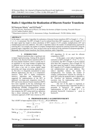 Radix-3 Algorithm for Realization of Discrete Fourier Transform | PDF