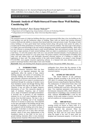 Dynamic Analysis of Multi-Storeyed Frame-Shear Wall Building Considering SSI | PDF | Civil ...