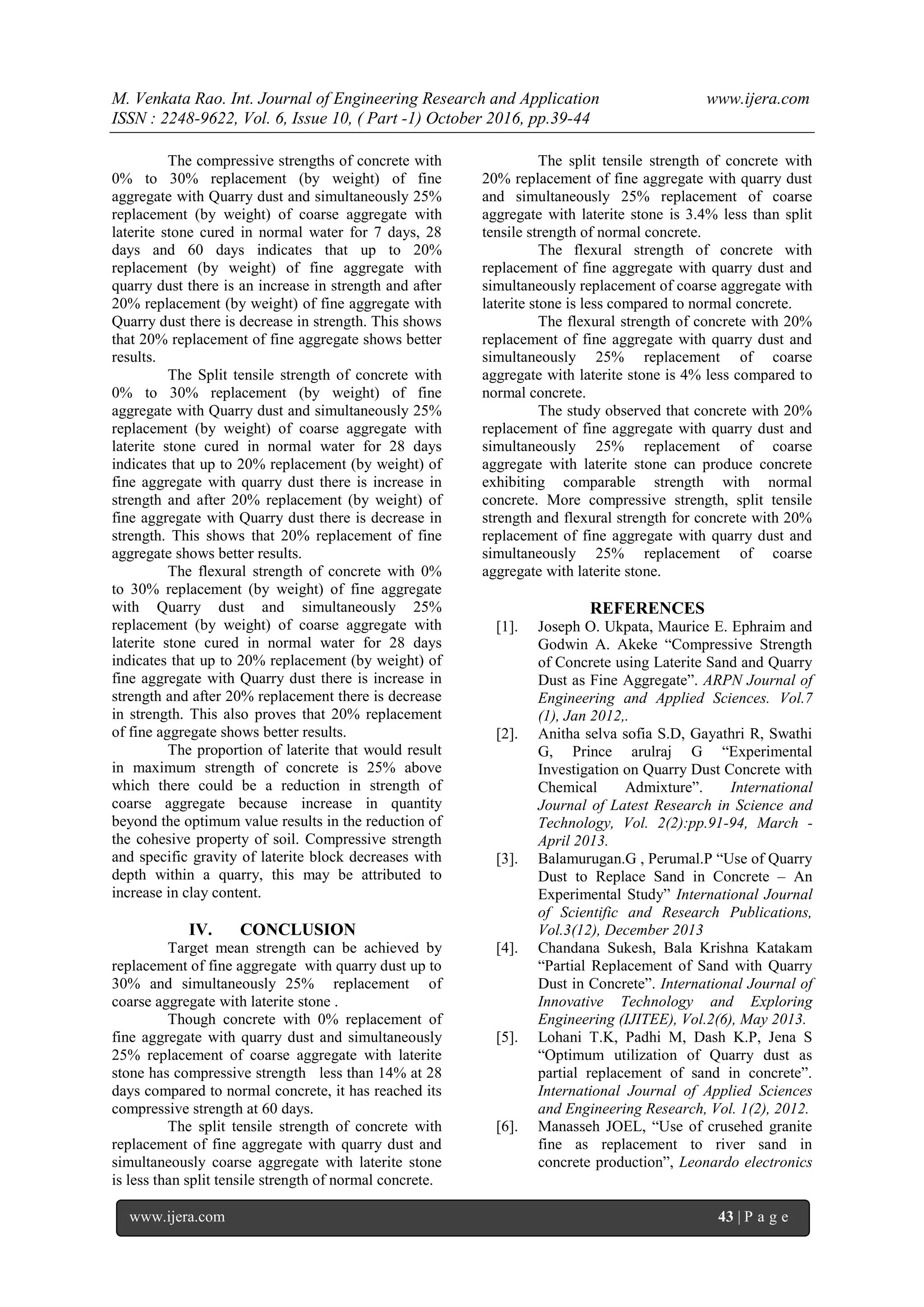 Strength Characteristics of Concrete with Partial Replacement of Coarse ...