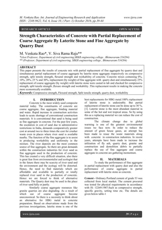 Strength Characteristics of Concrete with Partial Replacement of Coarse ...