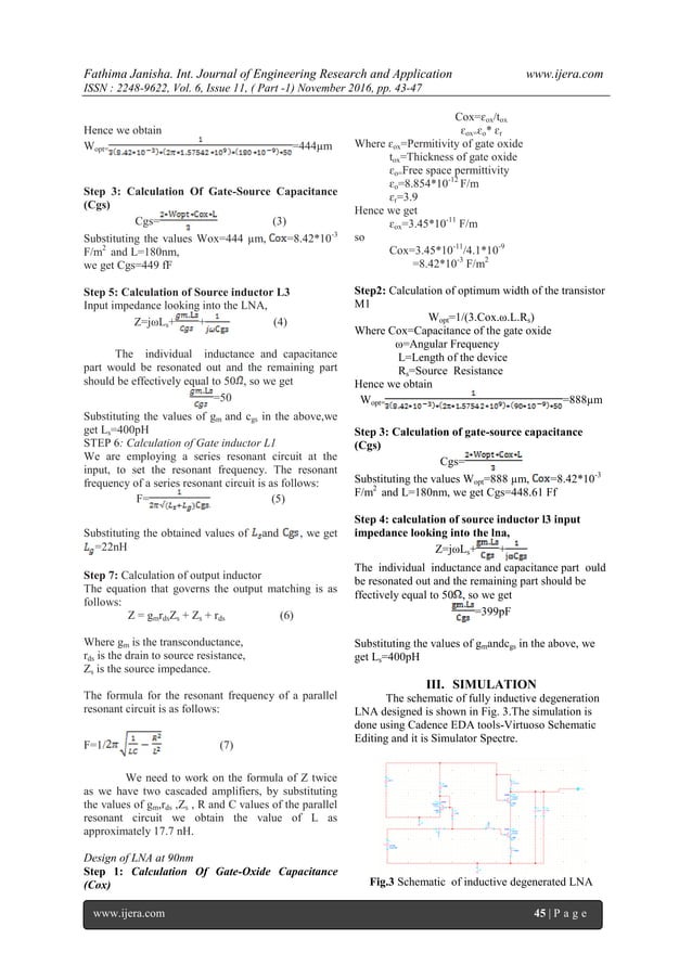Design and Simulation of Low Noise Amplifiers at 180nm and 90nm Technologies | PDF