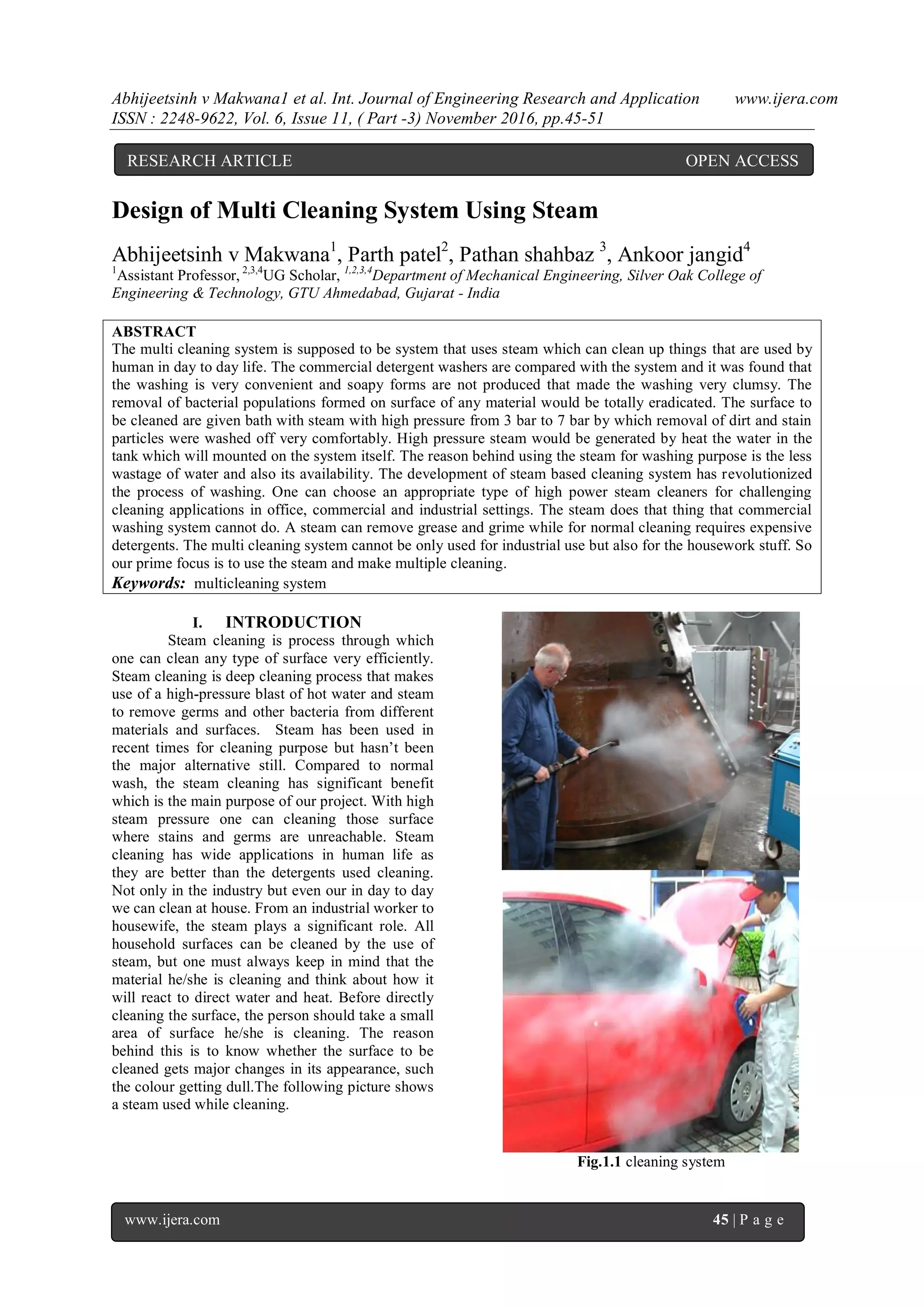 Design of Multi Cleaning System Using Steam | PDF | Bath and Shower ...