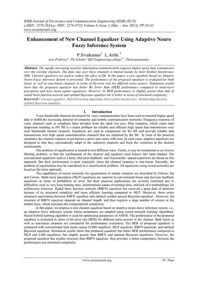 Enhancement of New Channel Equalizer Using Adaptive Neuro Fuzzy Inference System | PDF