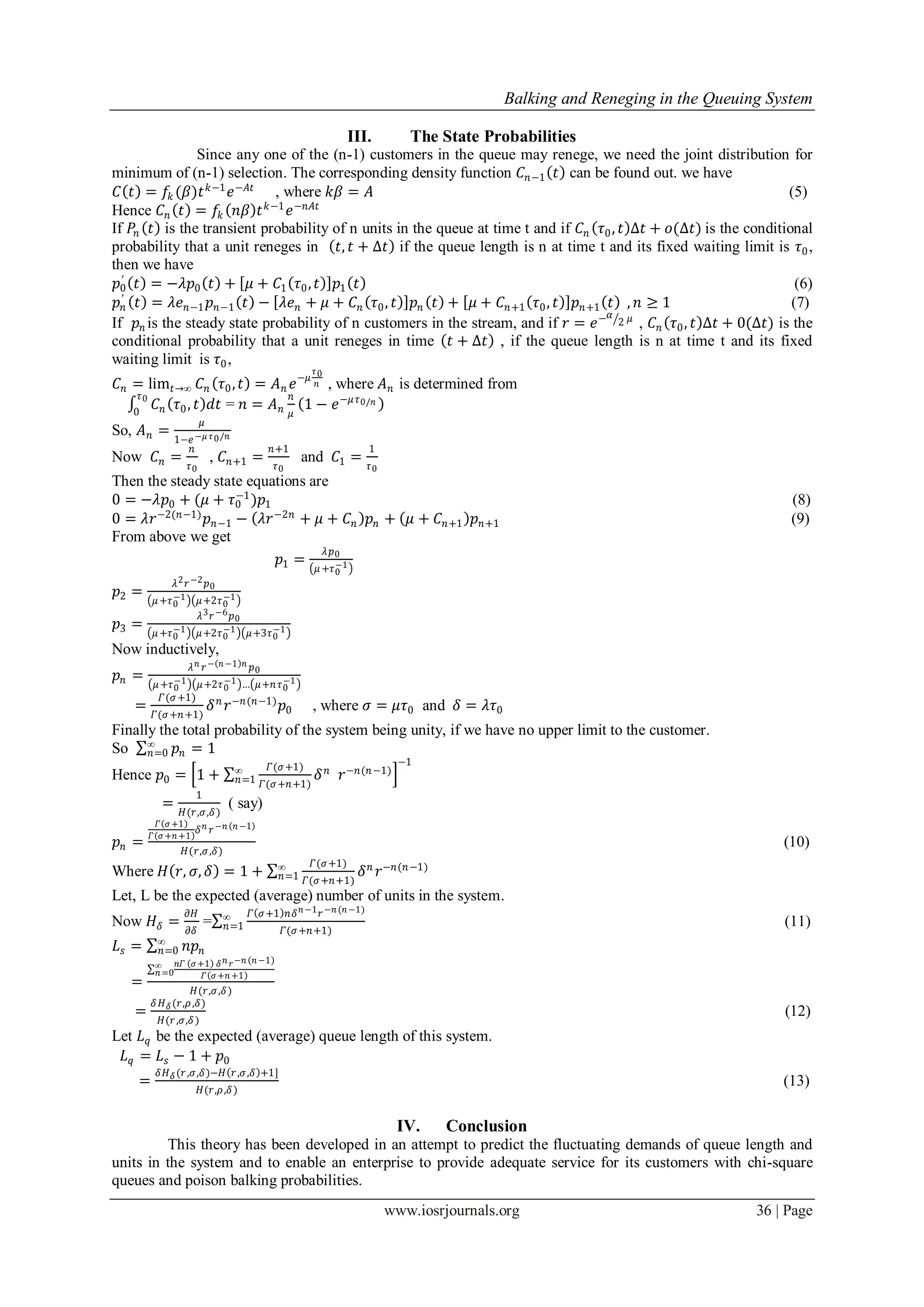 Balking and Reneging in the Queuing System | PDF
