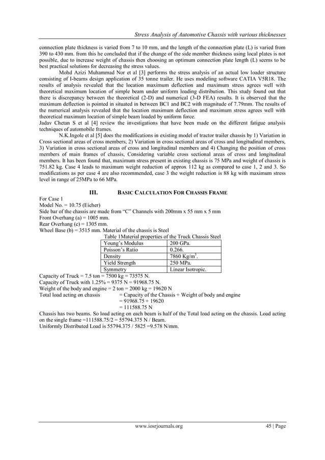 Stress Analysis of Automotive Chassis with Various Thicknesses | PDF ...