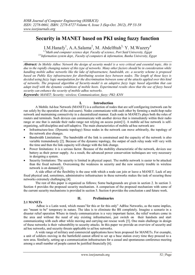 Security in MANET based on PKI using fuzzy function | PDF