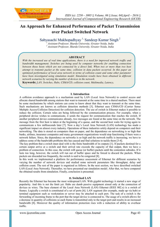 An Approach For Enhanced Performance Of Packet Transmission Over Packet