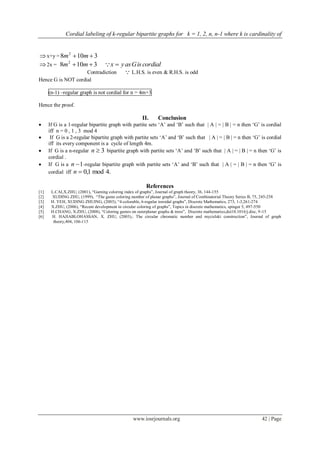 Cordial Labelling Of K-Regular Bipartite Graphs for K = 1, 2, N, N-1 Where K Is Cardinality of ...