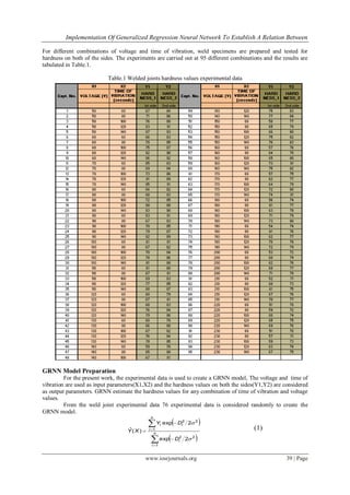 Implementation of Generalized Regression Neural Network to Establish a Relation between ...