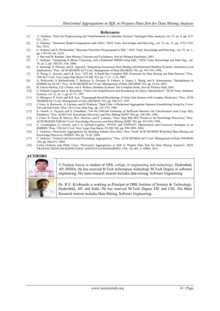 Horizontal Aggregations in SQL to Prepare Data Sets for Data Mining Analysis | PDF
