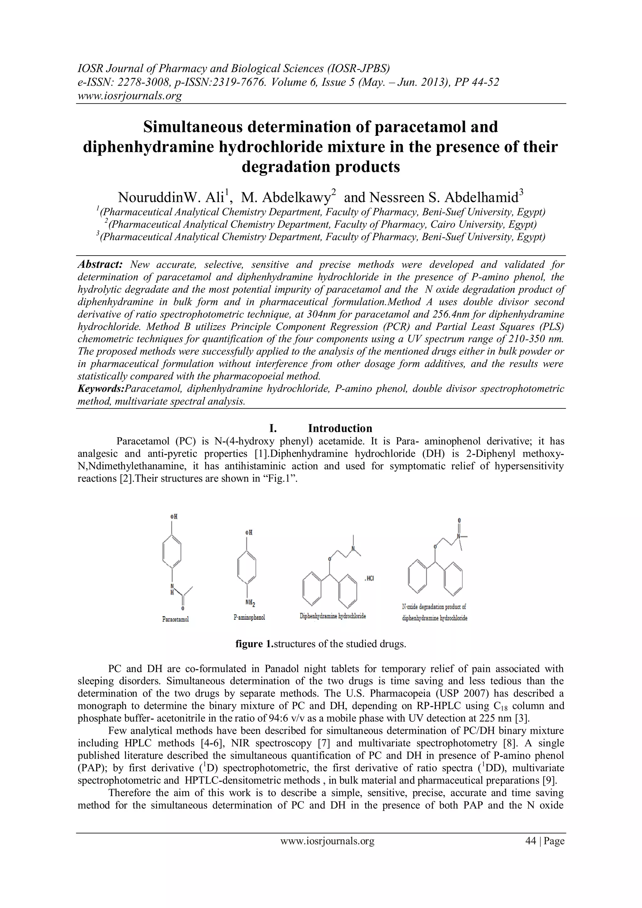 Simultaneous determination of paracetamol and diphenhydramine ...