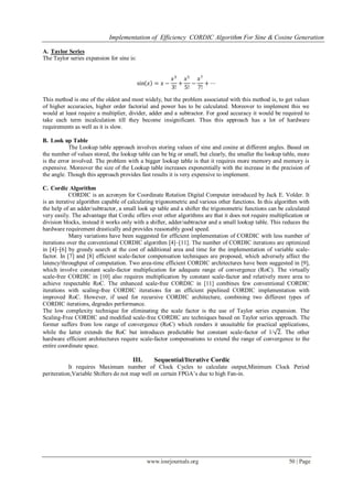 Implementation of Efficiency CORDIC Algorithmfor Sine & Cosine Generation | PDF | Web ...