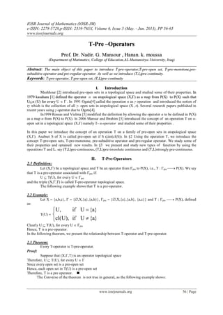 T--Pre –Operattors | PDF