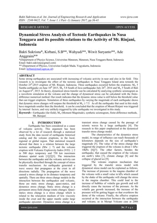 Dynamical Stress Analysis of Tectonic Earthquakes in Nusa Tenggara and its possible relations to ...