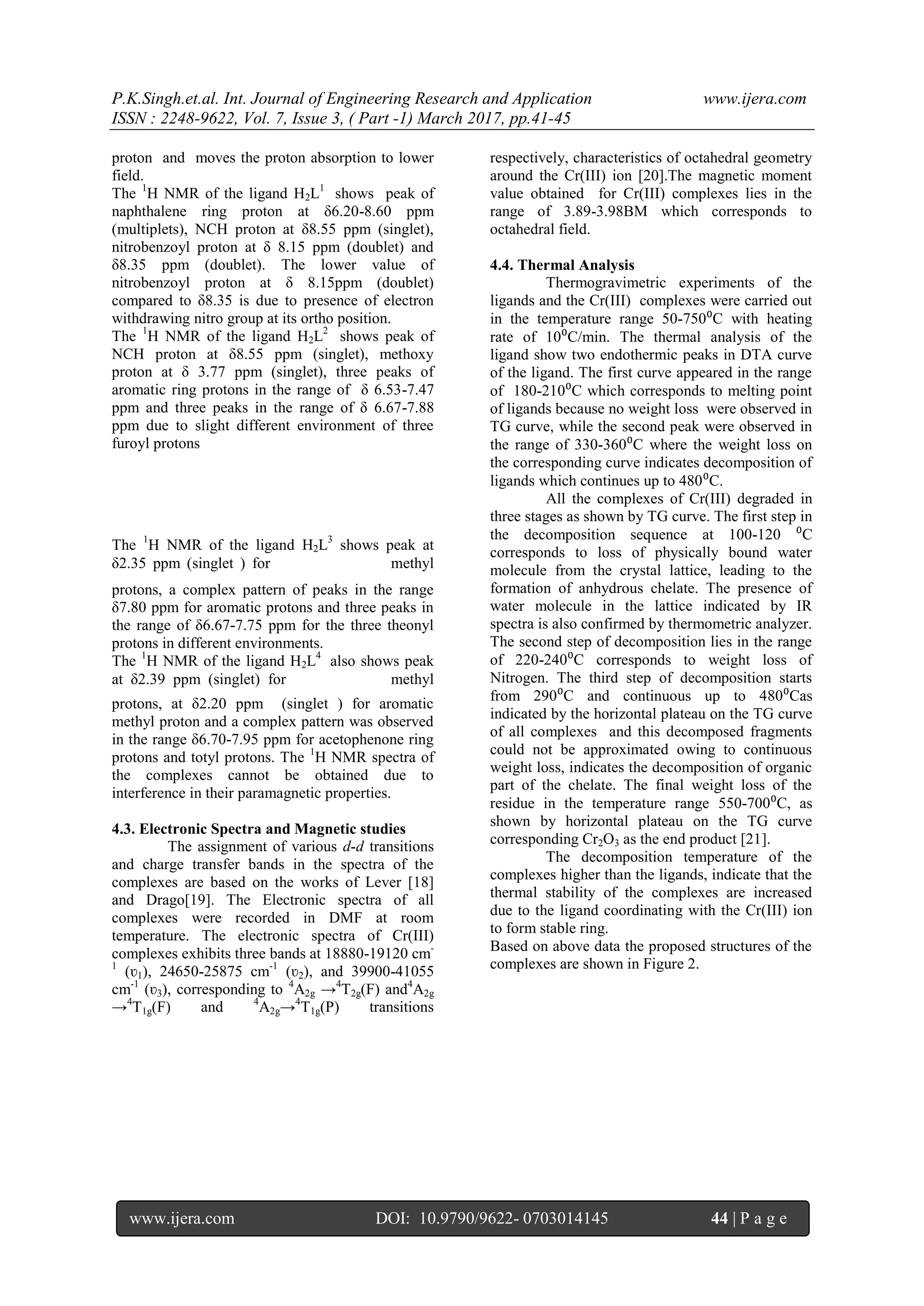 Synthesis and characterization of some Chromium(III) complexes of dibasic tridentate hydrazone ...
