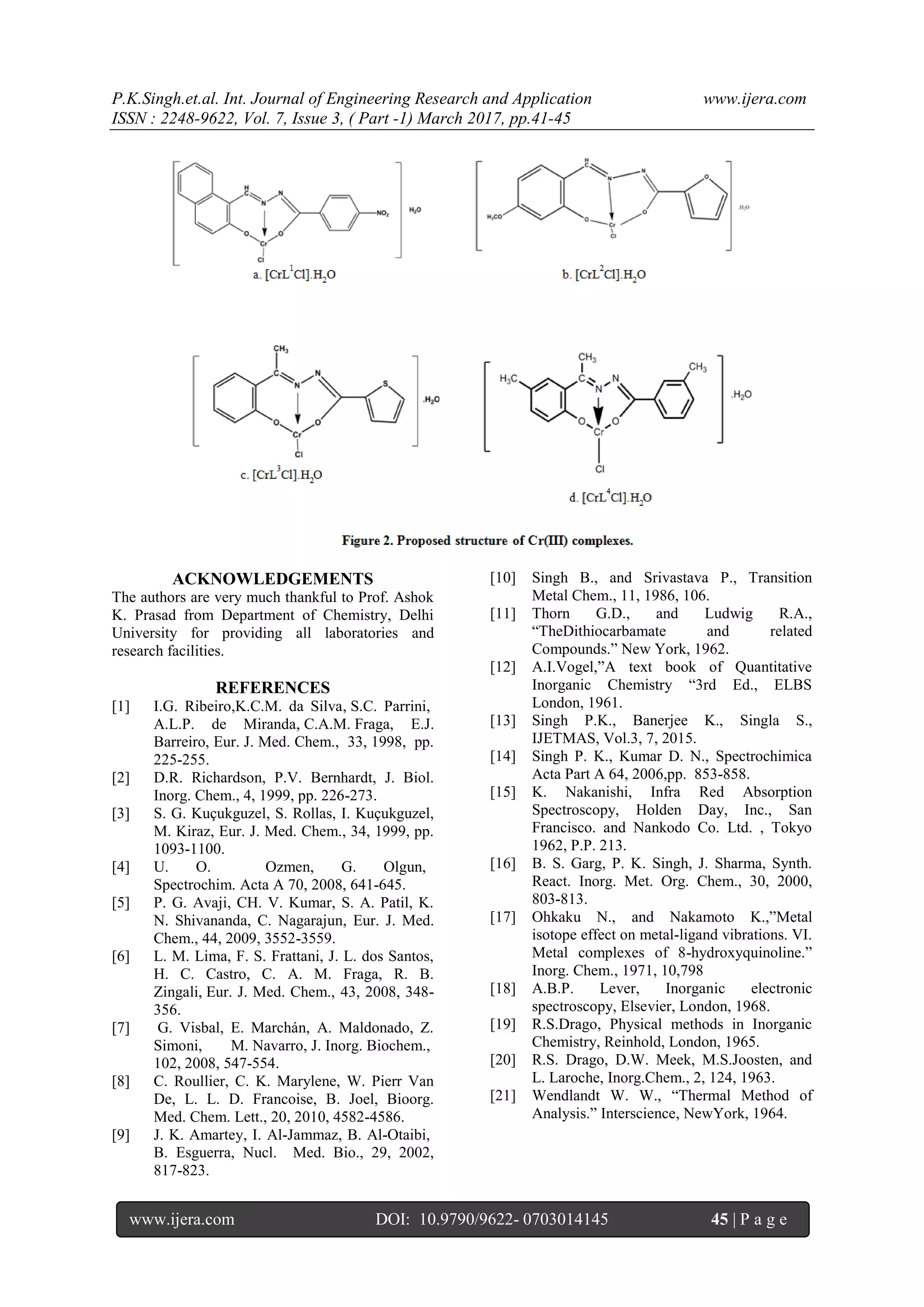 Synthesis and characterization of some Chromium(III) complexes of ...