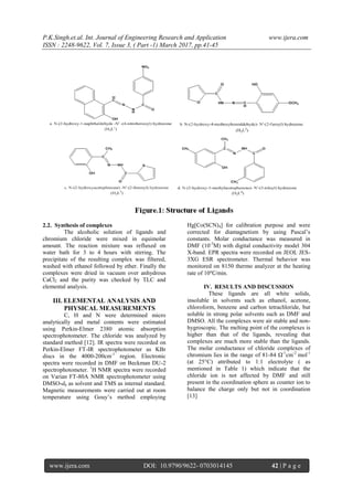 Synthesis and characterization of some Chromium(III) complexes of dibasic tridentate hydrazone ...