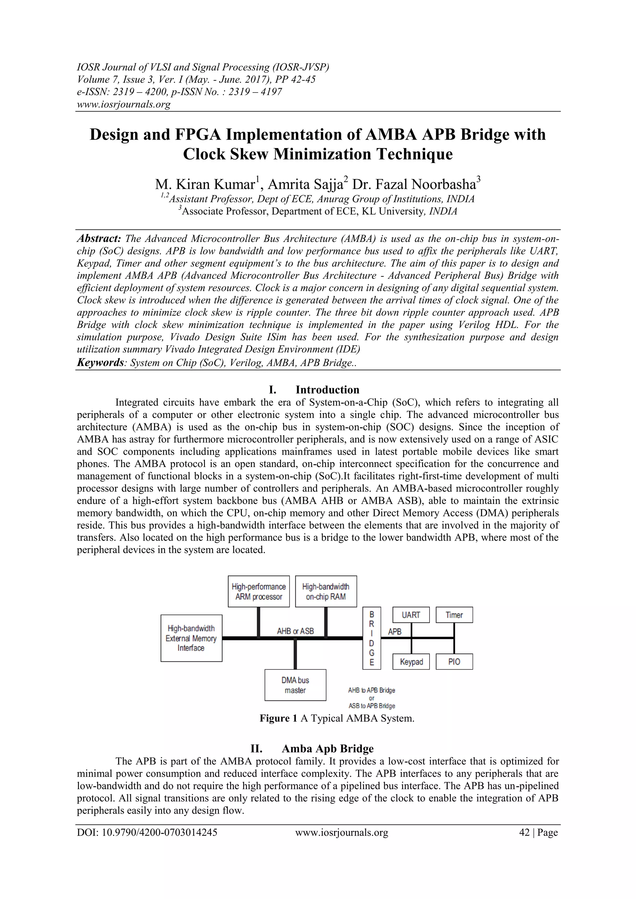 Design And Fpga Implementation Of Amba Apb Bridge With Clock Skew Minimization Technique Pdf