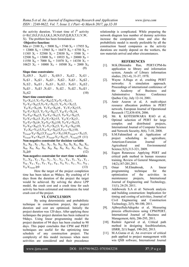A Study on Project Planning Using the Deterministic and Probabilistic Models by Network ...