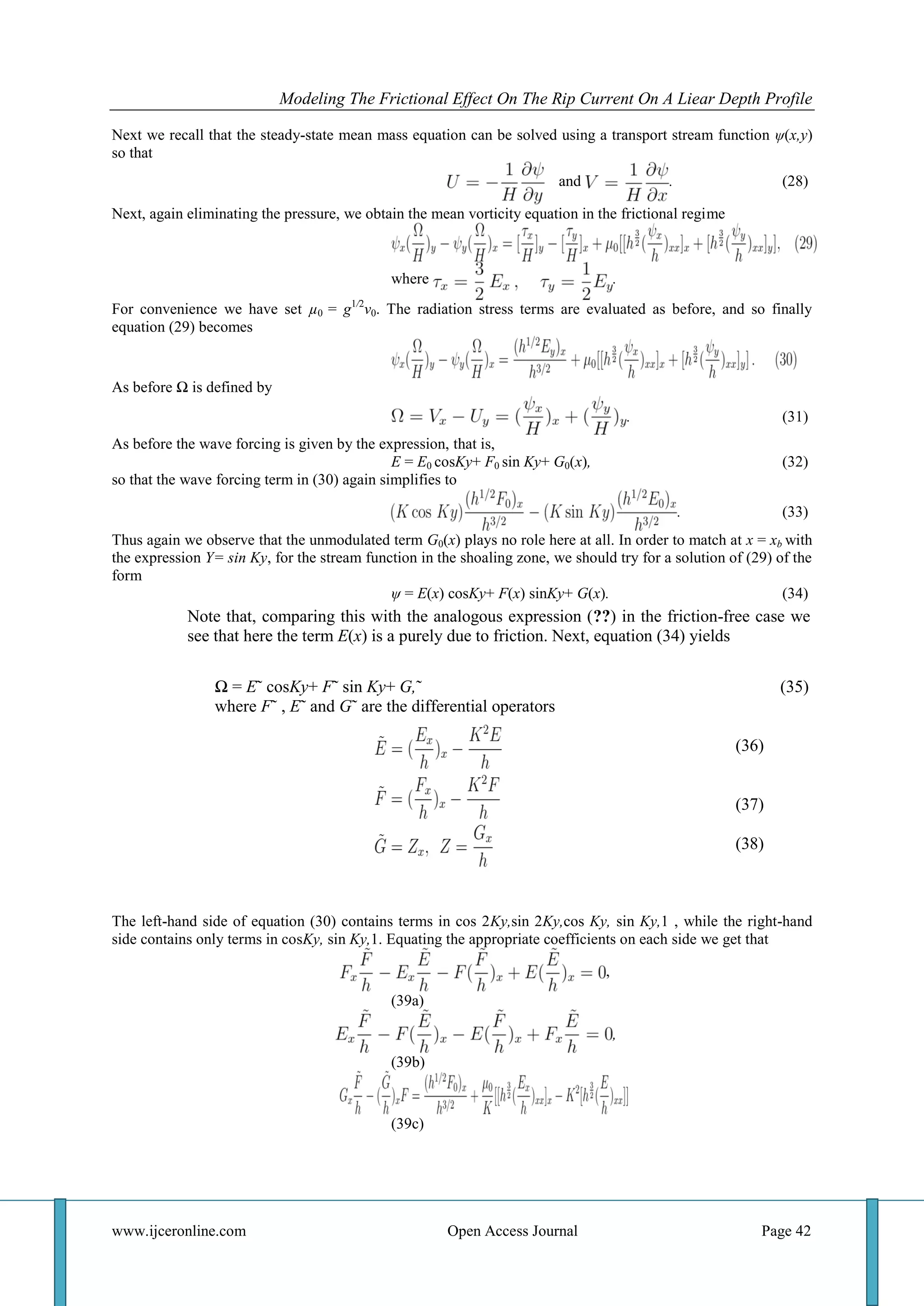 Modeling the Frictional Effect on the Rip Current on a Linear Depth ...