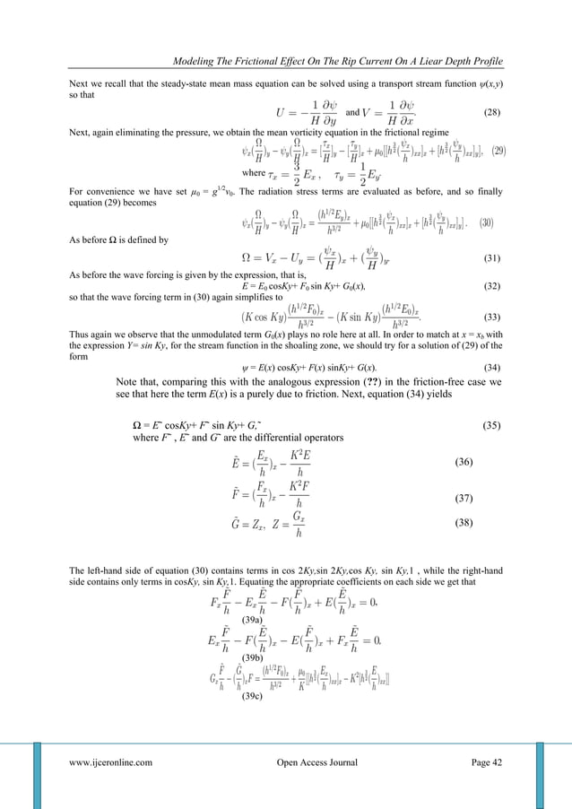 Modeling The Frictional Effect On The Rip Current On A Linear Depth Profile Pdf