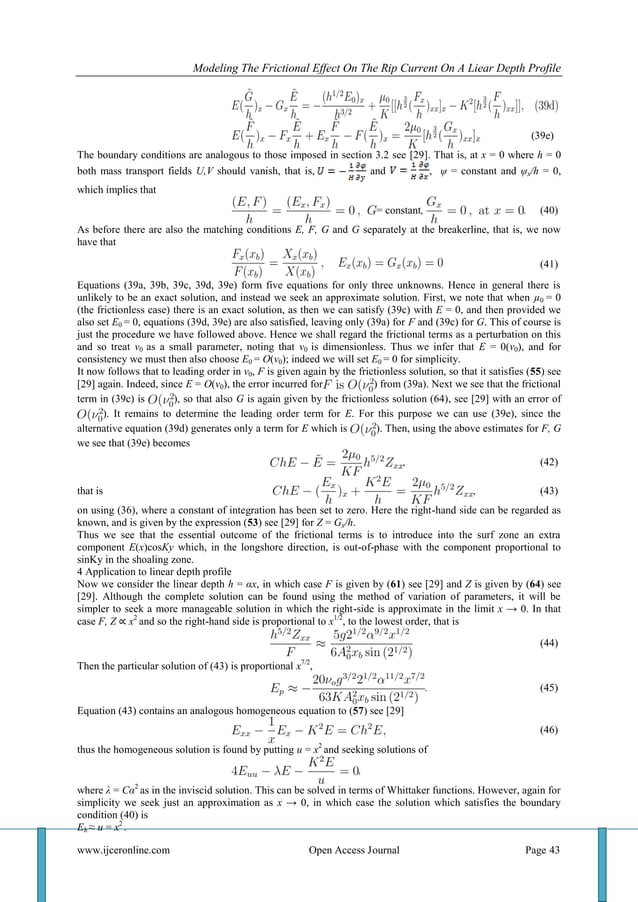 Modeling The Frictional Effect On The Rip Current On A Linear Depth Profile Pdf