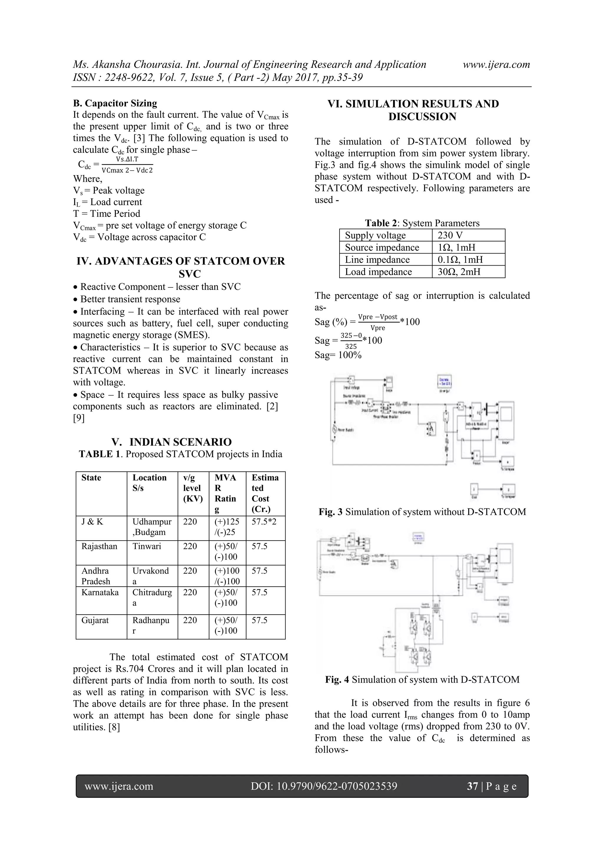 An Approach of D-STATCOM in Single Phase System with Power Quality Improvement | PDF