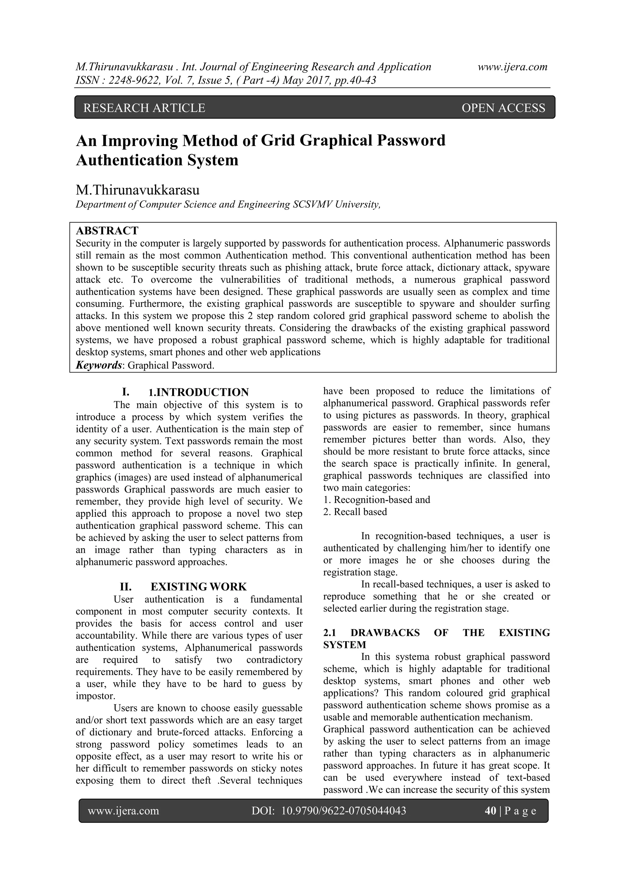 An Improving Method of Grid Graphical Password Authentication System | PDF | Internet | Computing
